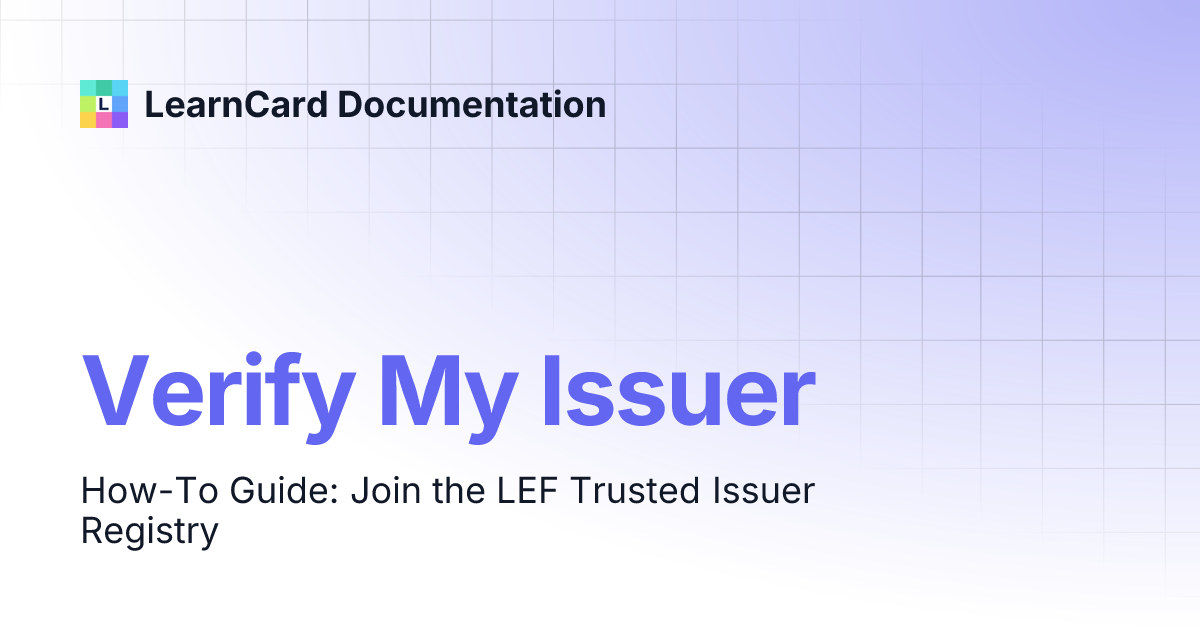 Verify My Issuer | LearnCard Documentation